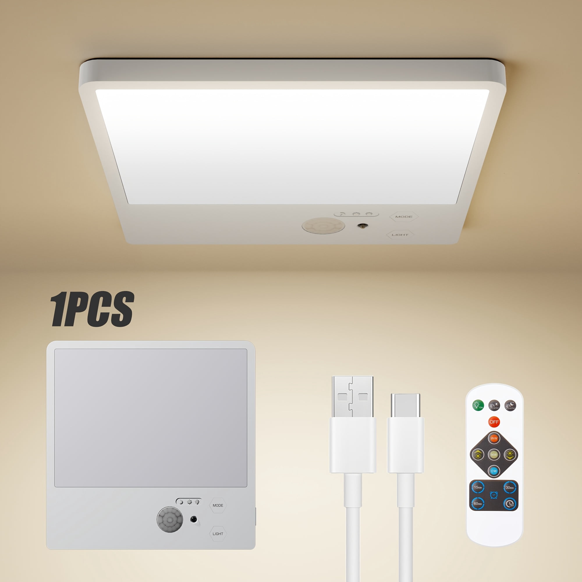 Induction Ceiling Light - Rechargeable LED Shower Light with Magnetic ...