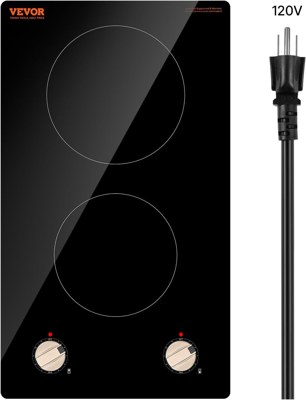 Induction Cooktop, 1800W Electric Countertop Burner, 2 Burner Knob ...