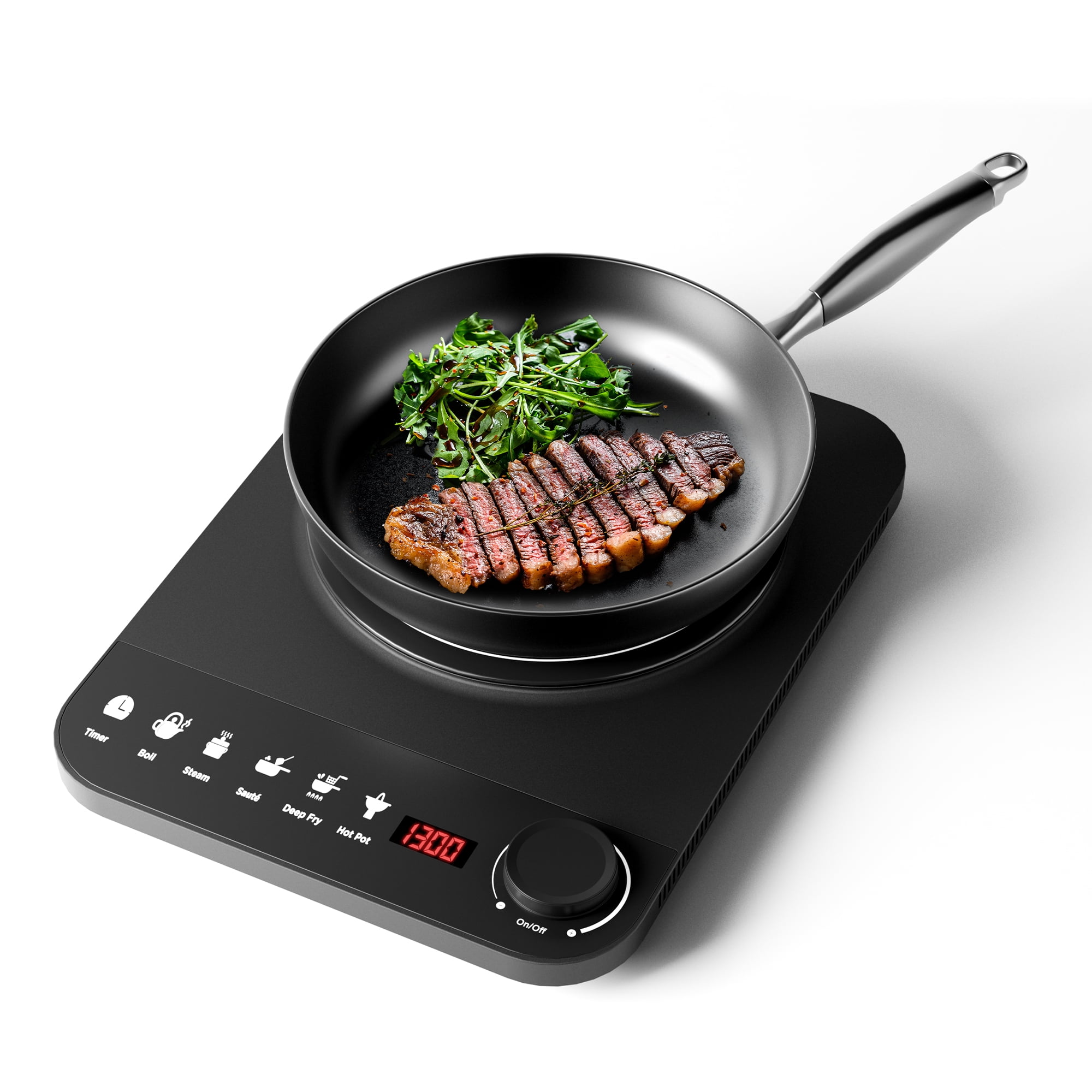 MOOSUM Induction Cooktop Portable, 1300W Electric Stove with 5 Cooking ...