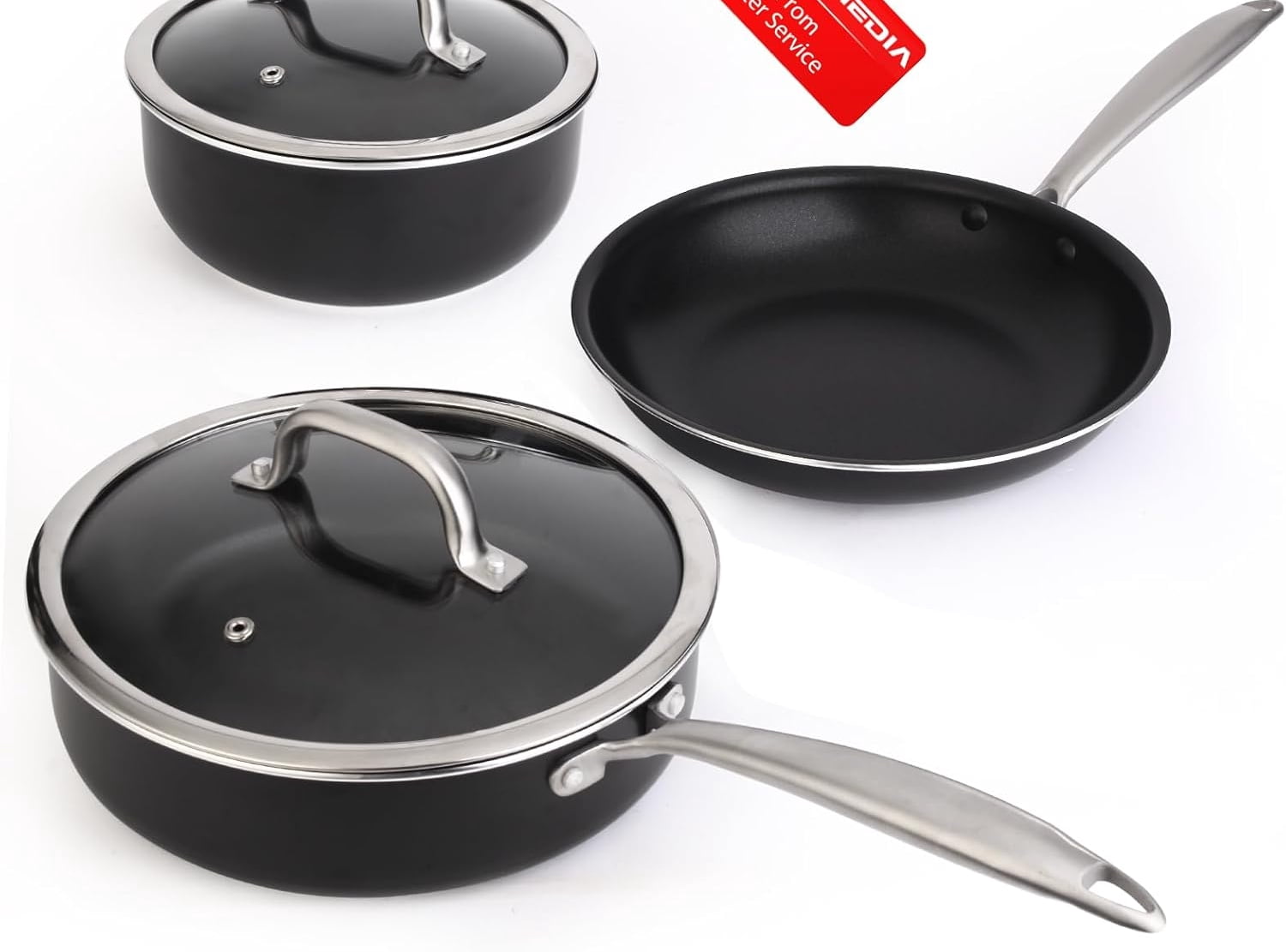 Induction Pots and Pans Set, 5 Pcs Non Stick Cookware Set with ...