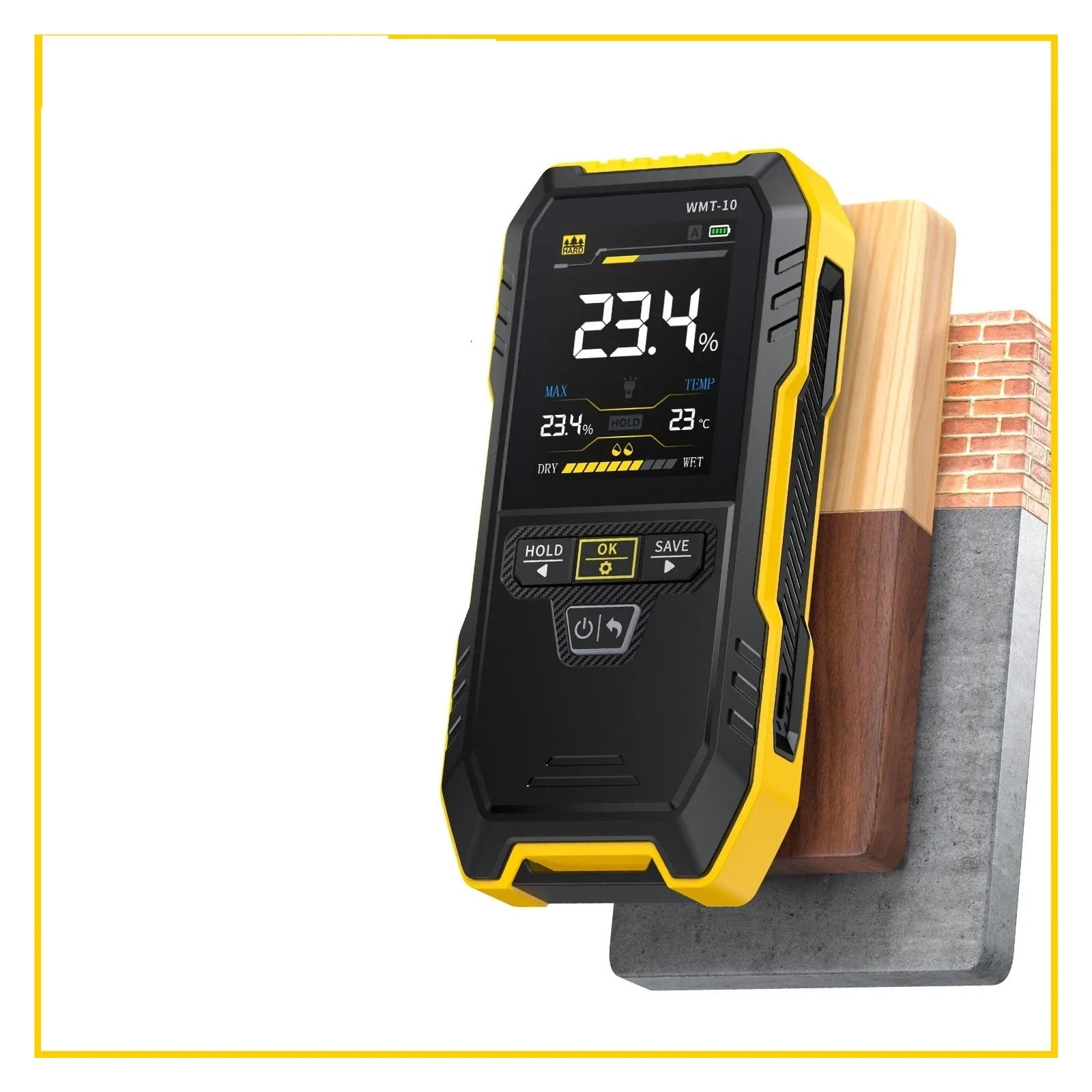 Inductive Wood Moisture Meter Hygrometer Non-Contact Timber Damp Wall ...