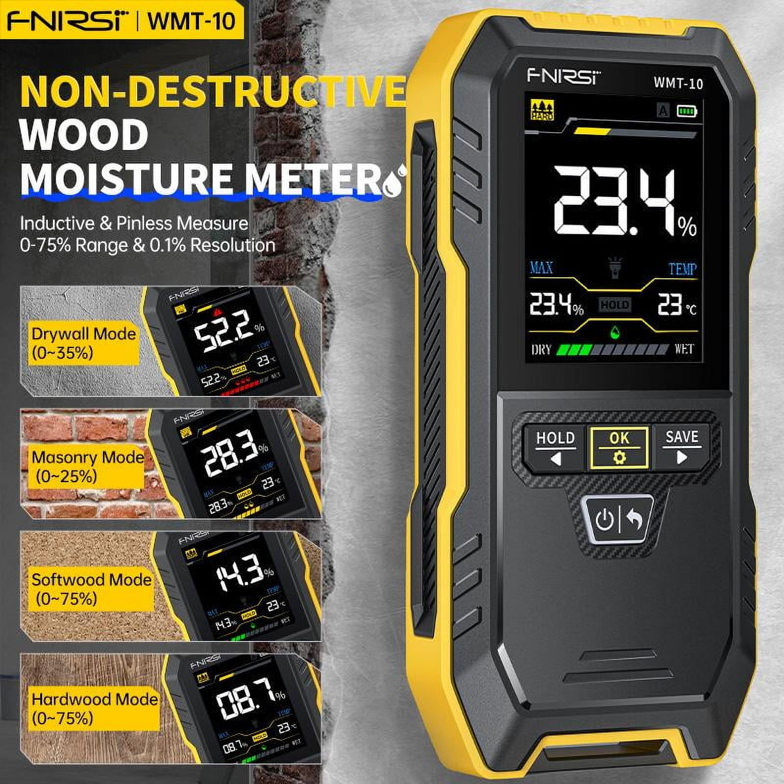 Inductive Wood Moisture Meter Hygrometer Non-contact Timber Damp Wall ...