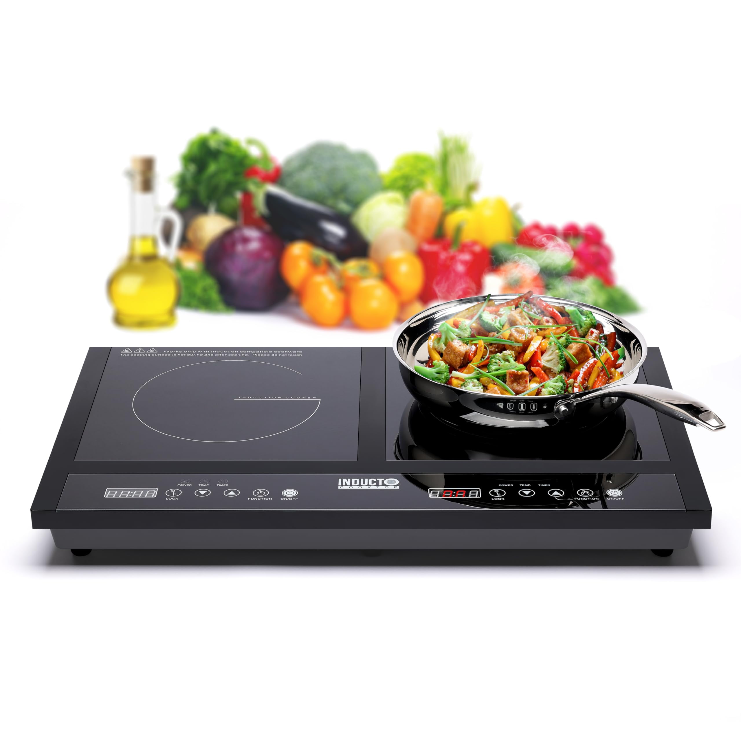 Inducto Dual Induction Cooktop Countertop Burner, Portable Electric ...