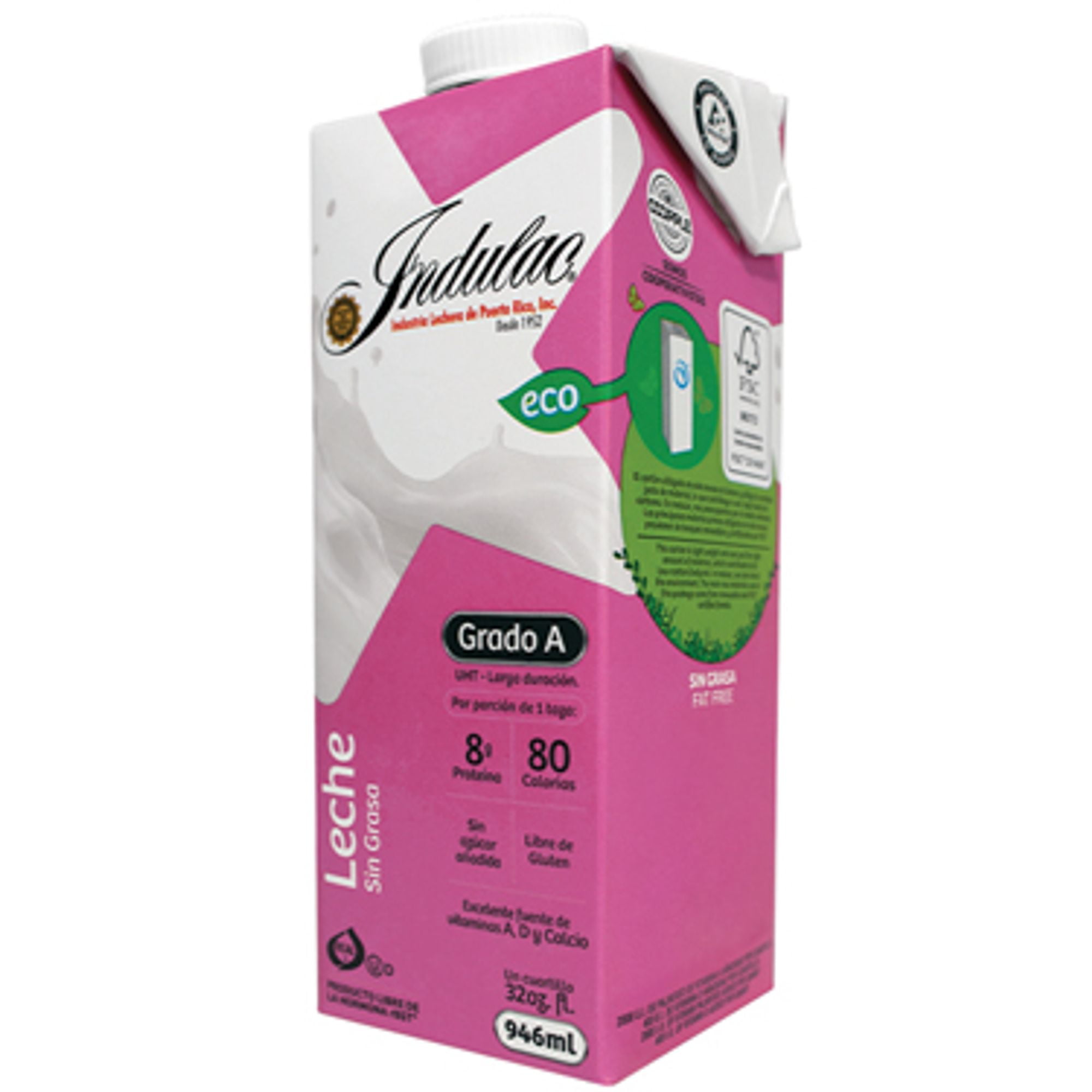 Indulac Fat Free Milk, Grade A, 32 oz, Cardboard Box, Shelf Stable ...