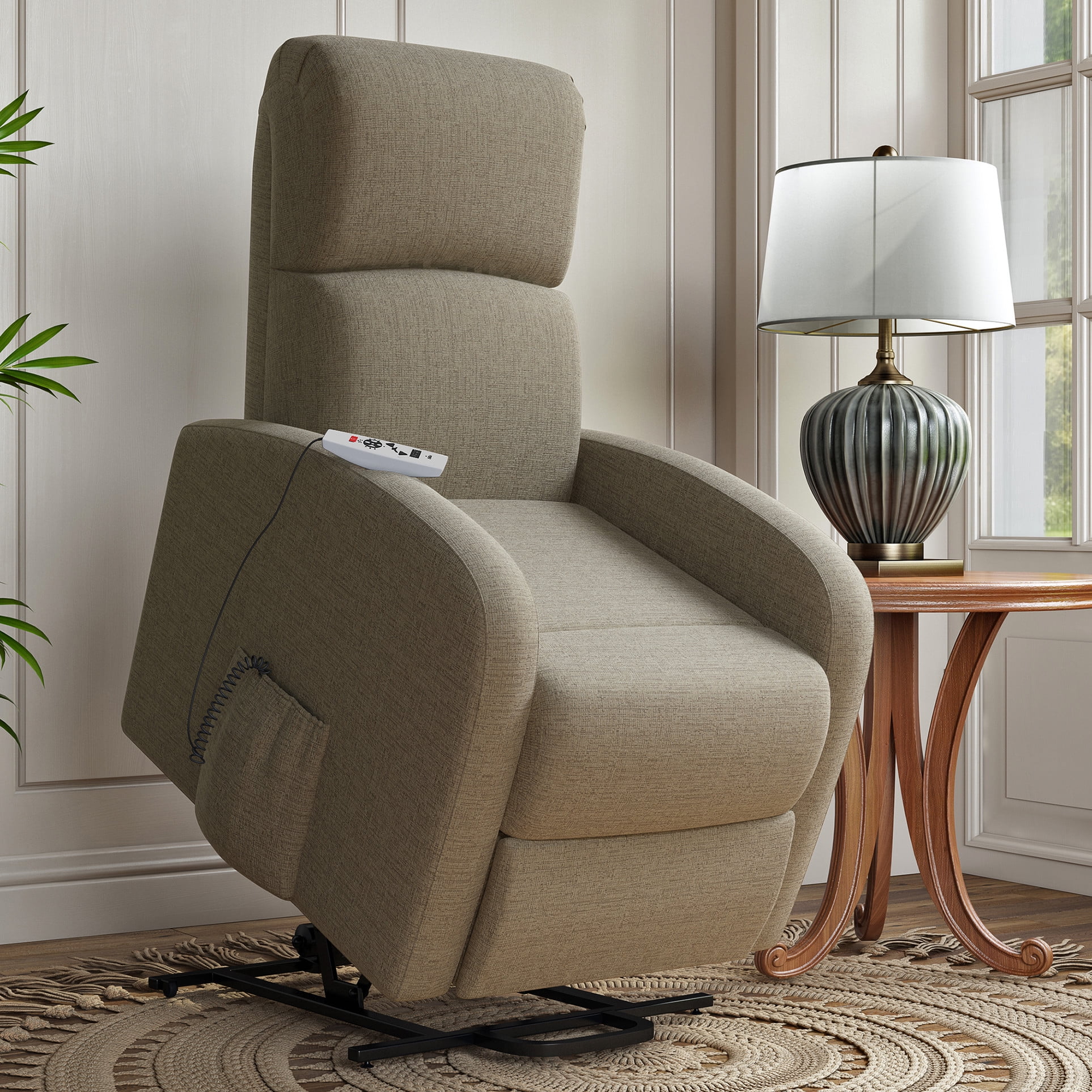 Indulge In Relaxation With Tan Recliner Having 4 Calming Massages ...
