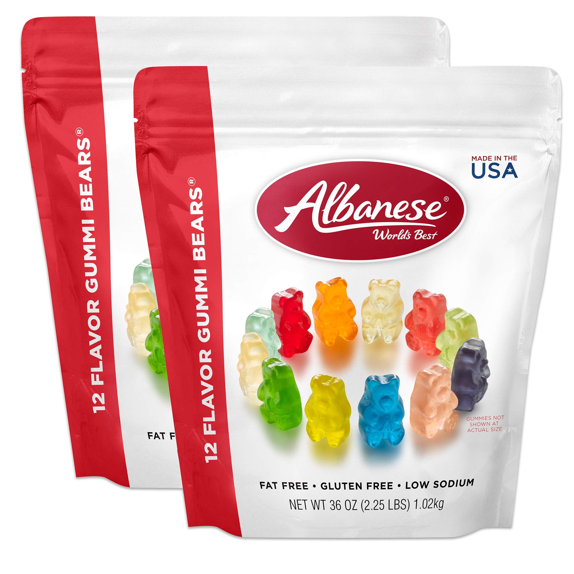 Albanese Gummy Bears Candy, 12 Fruity Flavors, Bulk Pack, Two 36oz Bags ...