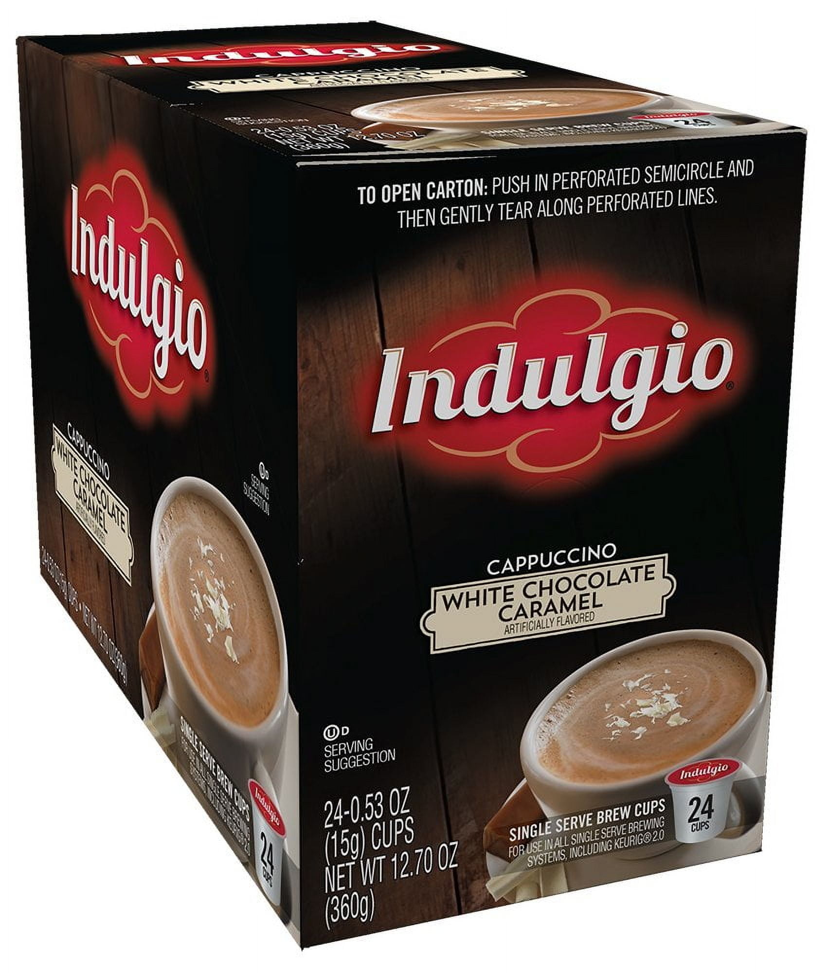 Indulgio Cappuccino for SCH4 K-cup Brewers, White Chocolate Caramel, 24 ...