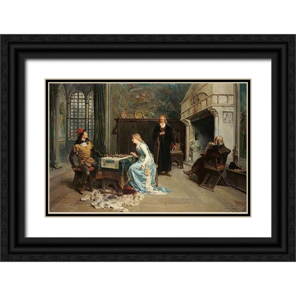 Induno, Girolamo 24x17 Black Ornate Wood Framed with Double Matting ...
