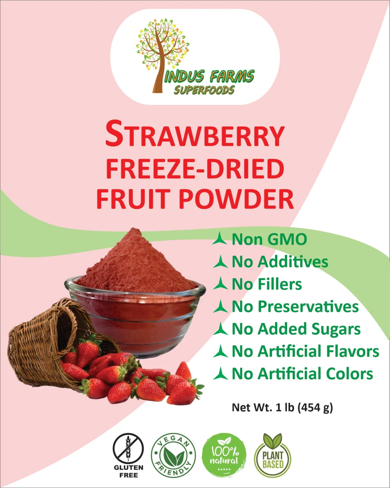 Indus Farms Superfoods Freeze Dried Strawberry Fruit Powder, 100% Pure ...