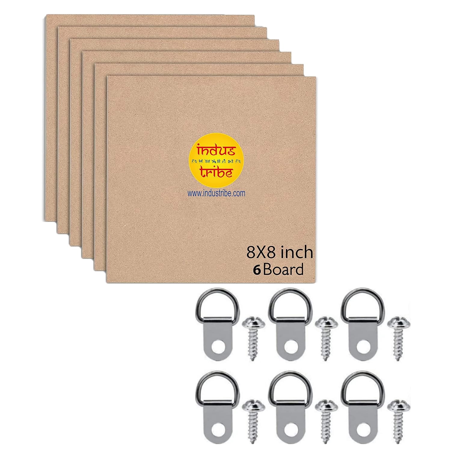 Indus Tribe MDF Wood 8X8 inch MDF Board with Screw and Hanger for Art ...