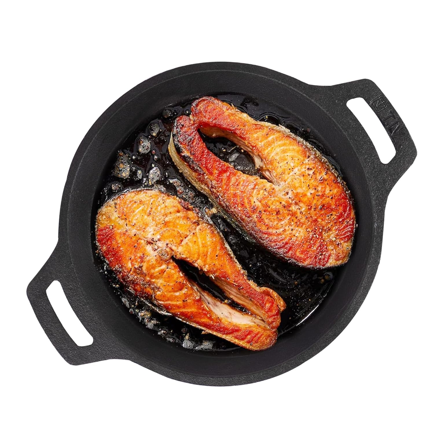 The Indus Valley Preseasoned Cast Iron Fish Fry Pan With Double Handle ...
