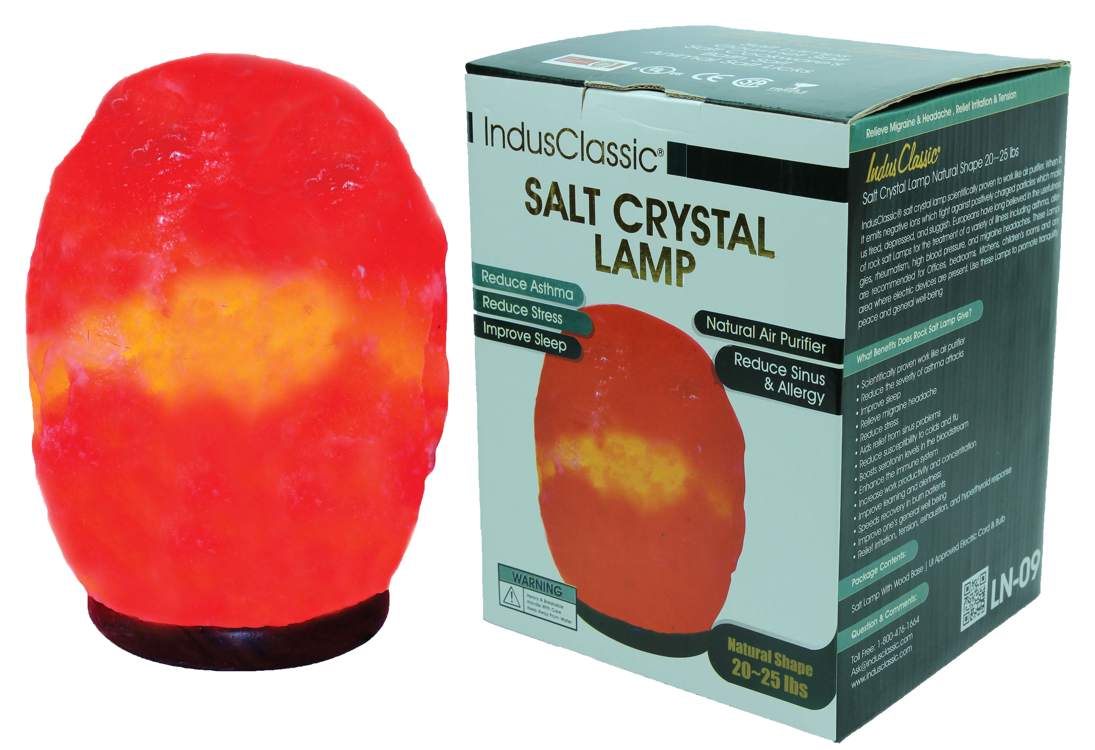 IndusClassic LN-09 Natural Himalayan Crystal Rock Salt Lamp 20~25 lbs ...