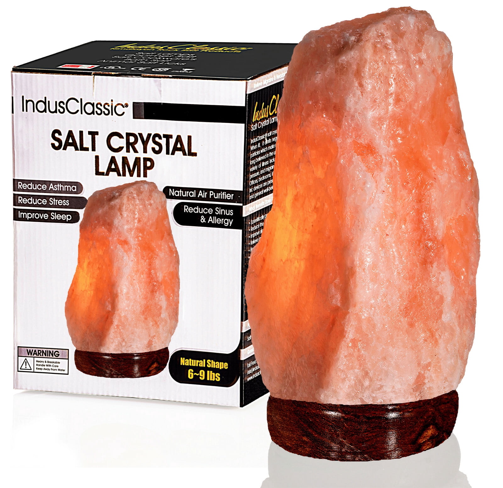 IndusClassic Natural Himalayan Crystal Rock Salt Lamp Air Purifier 6~9 ...
