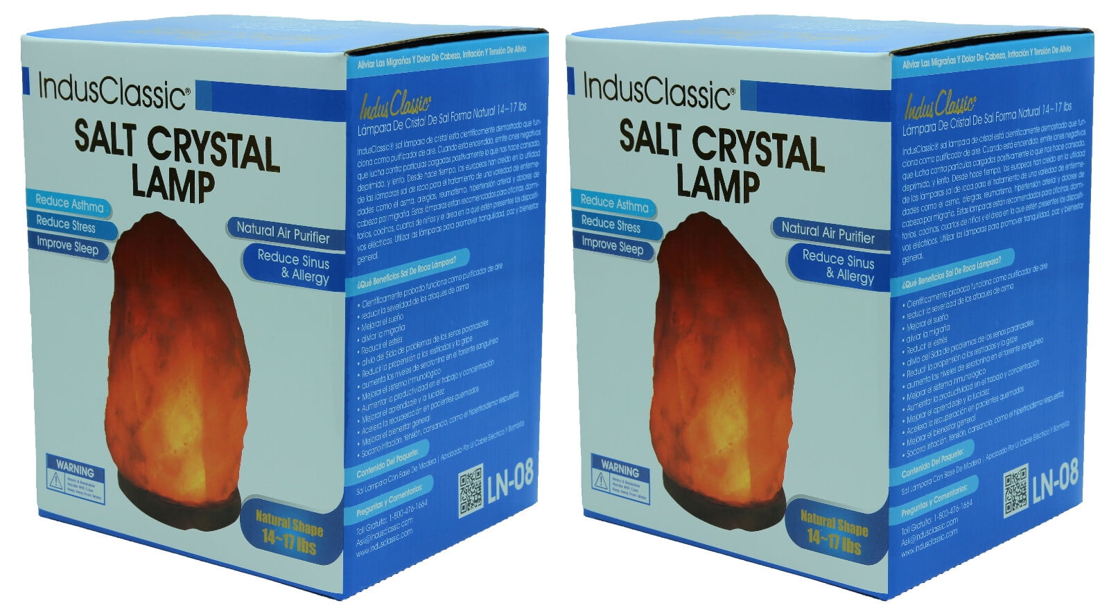 IndusClassic Natural Himalayan Crystal Salt Lamp Air Purifier 14~17lbs ...