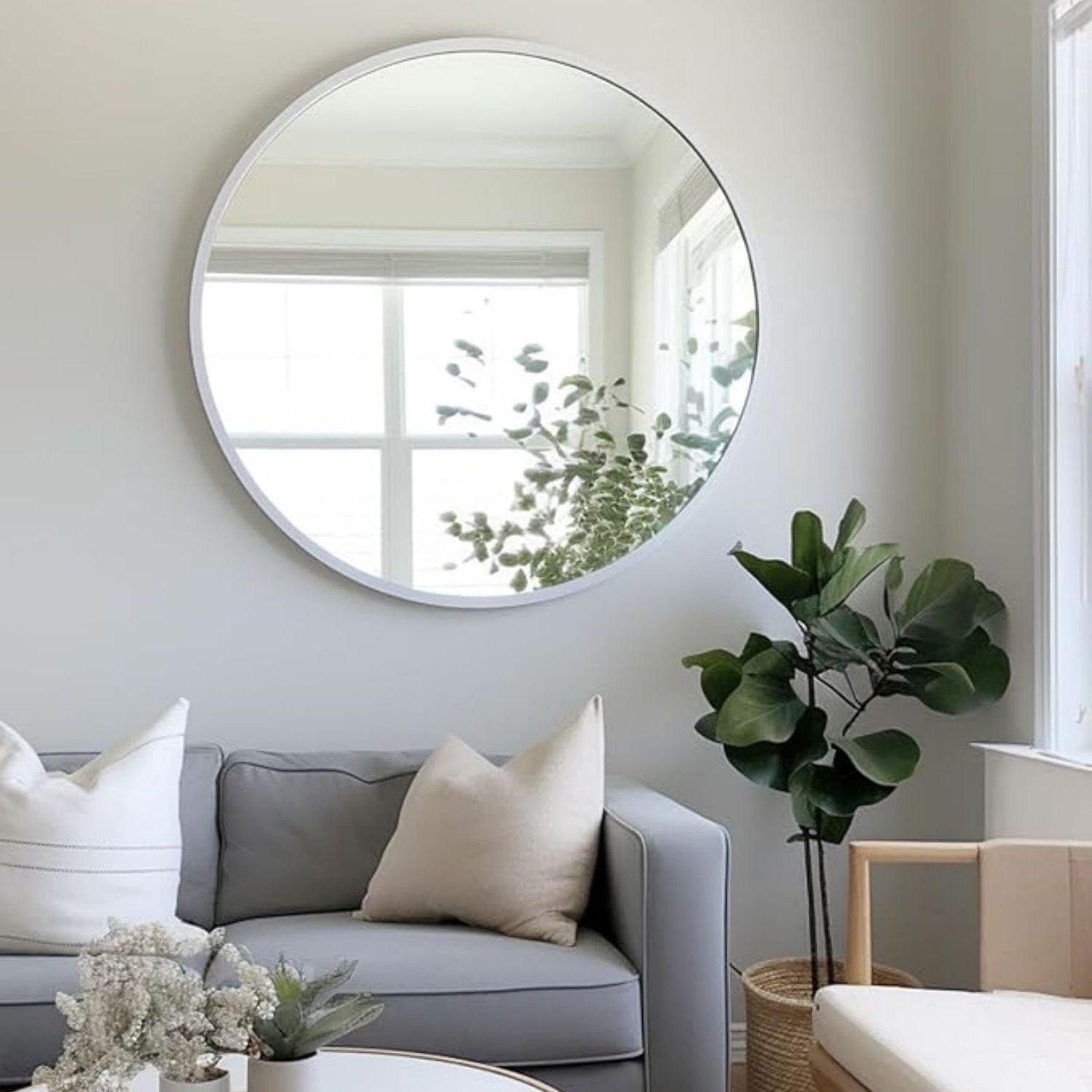 Induslyfe Decor Inc 42 inch Round Aluminium Alloy Framed Wall Mirror ...