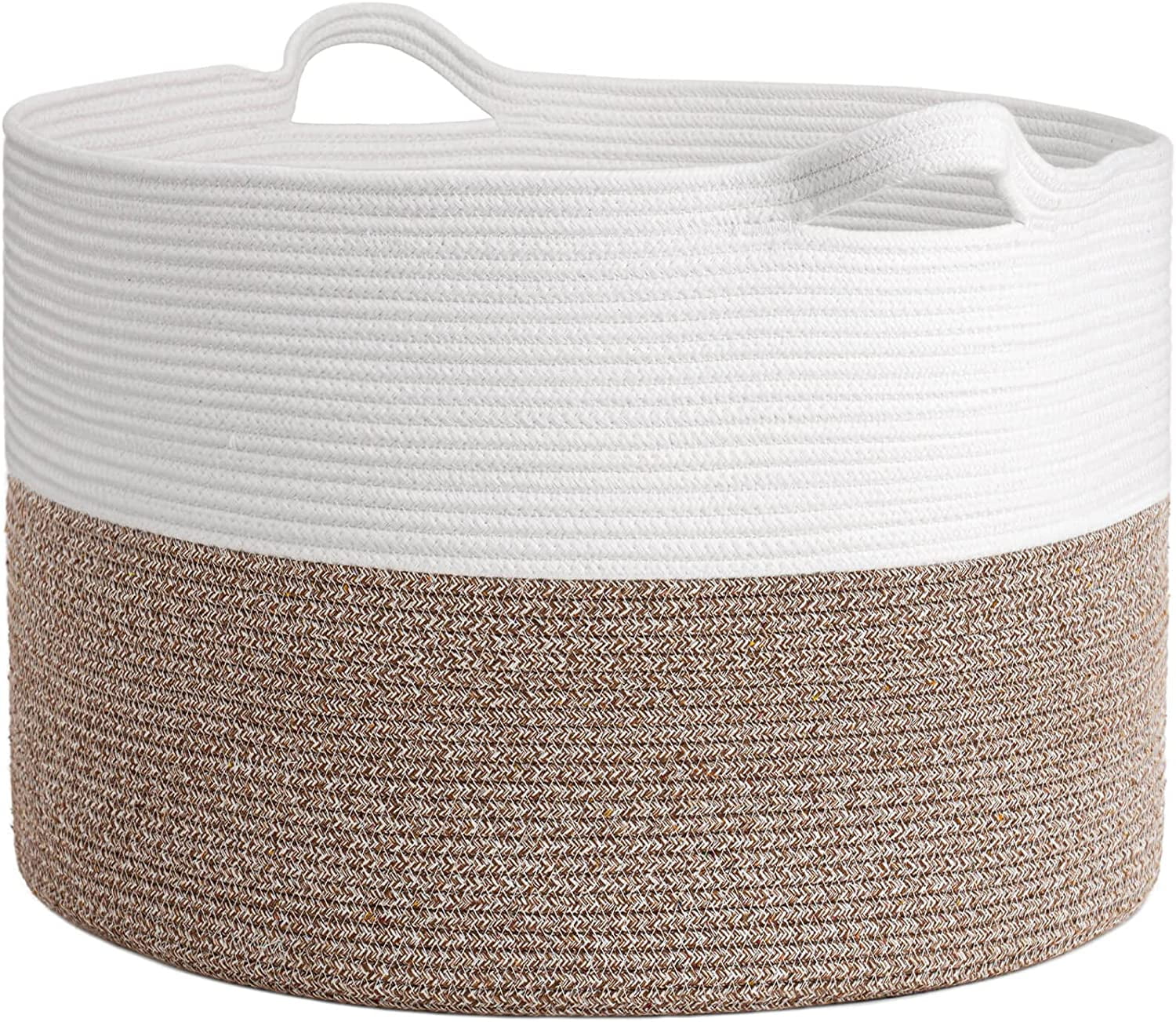 "Induslyfe Oversized Boho Storage Basket 22""x14"" Natural Cotton Rope ...