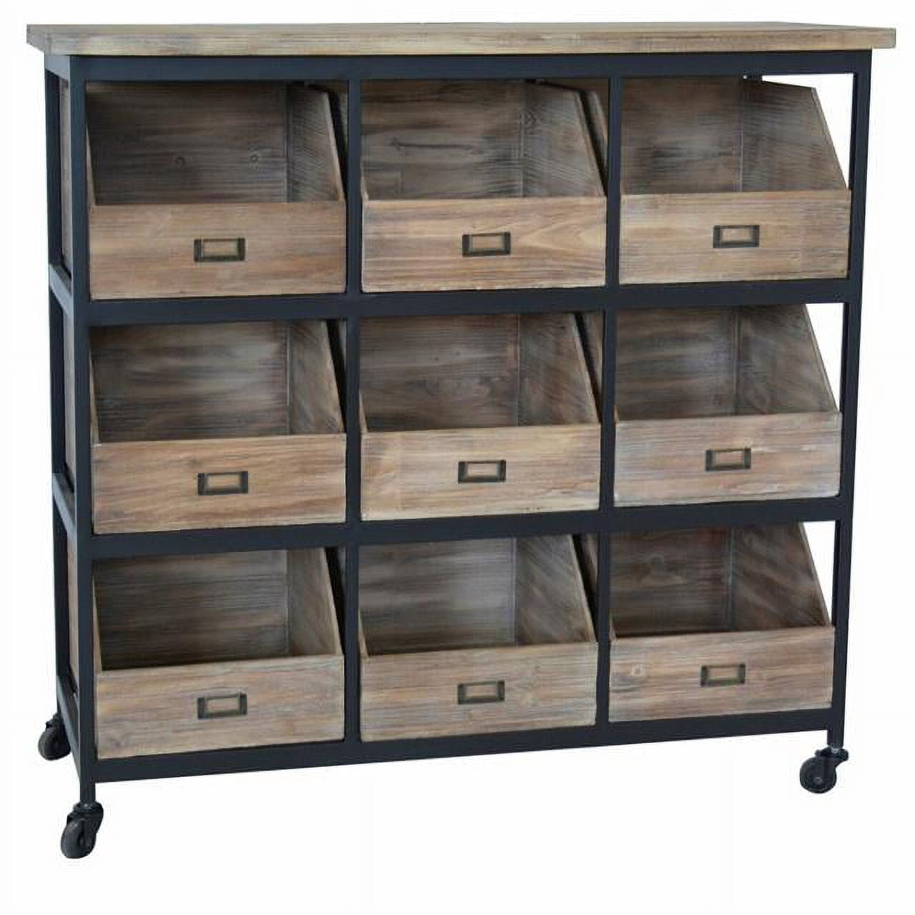Industria Metal And Wood 9 Open Drawer Storage Chest Mahogany - Walmart.com