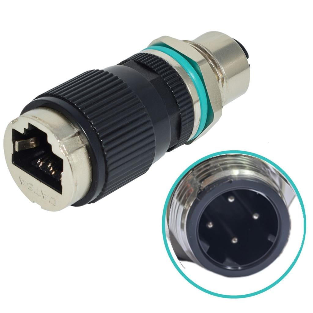 Industrial 12mm 8Pin to RJ45 Ethernet Connectors Adapter IP68 ...