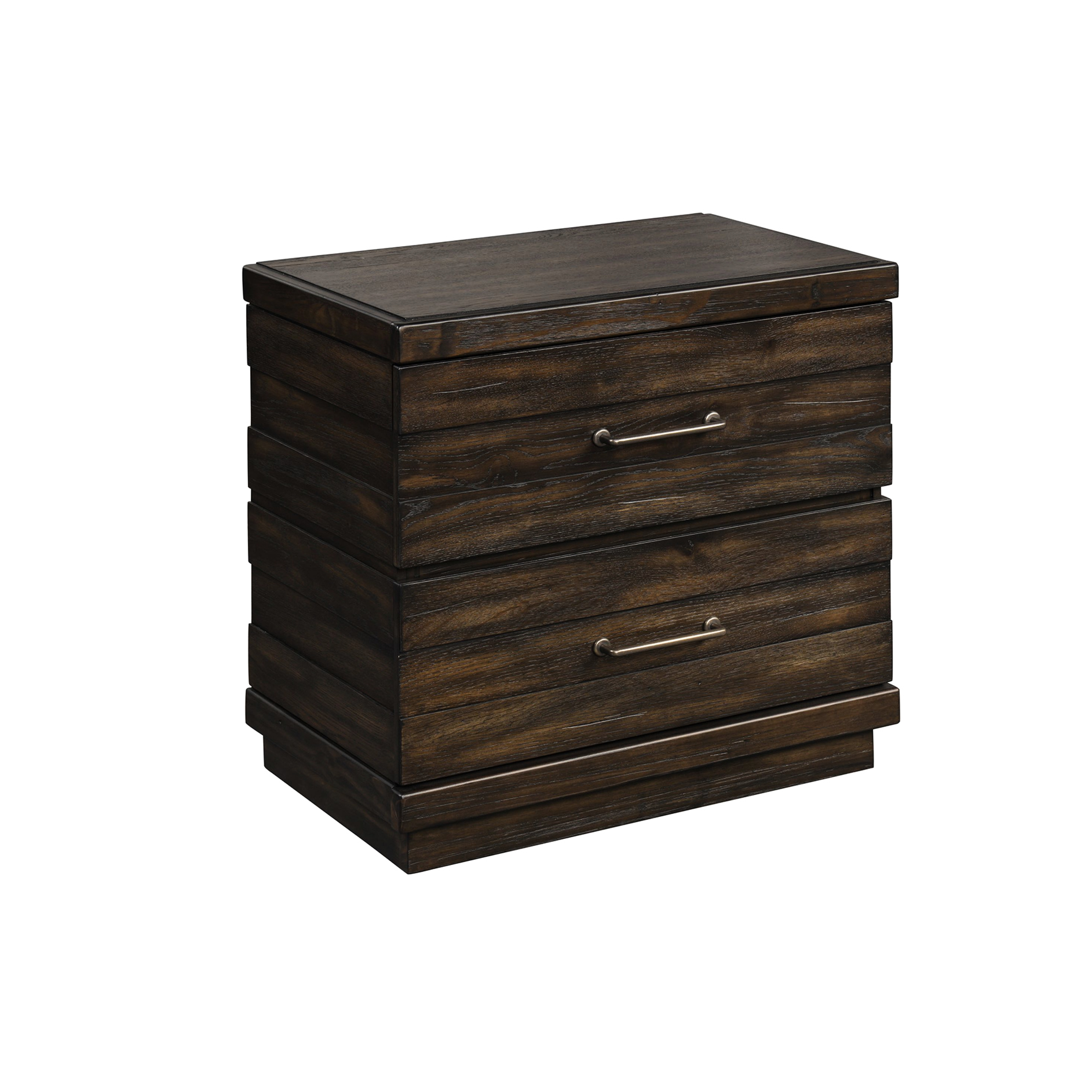 Industrial 2 Drawer Nightstand, Solid Wood + Integrated, Lined Bottom ...