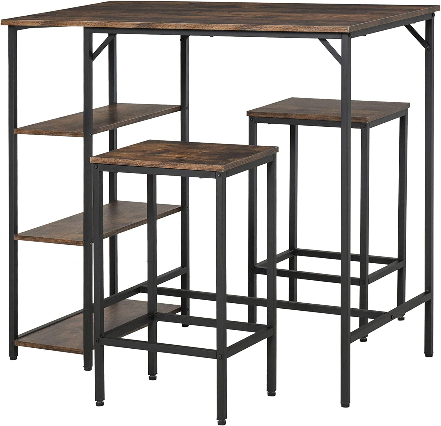 Industrial 3 Piece Dining Table Set, Counter Height Bar Table and ...