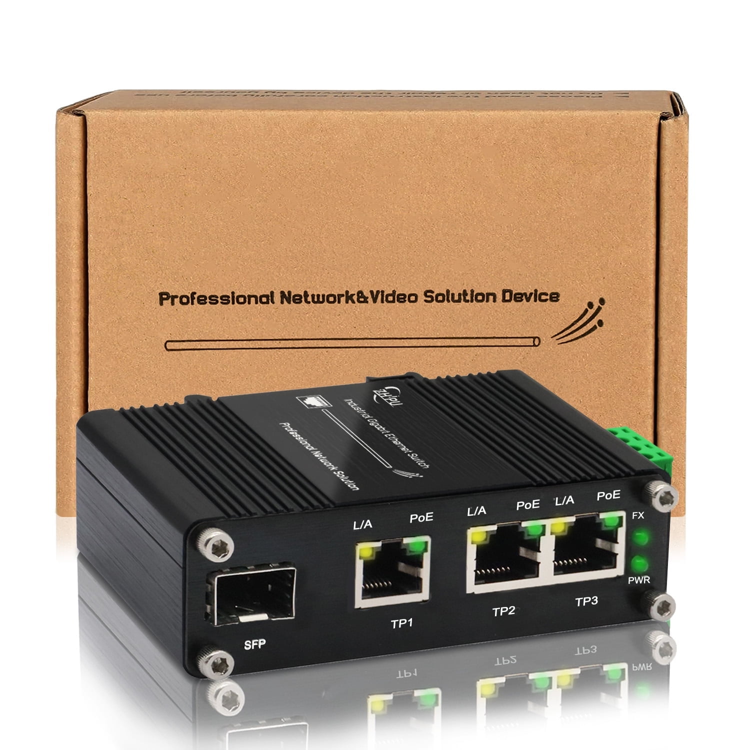 Industrial 3-Port Gigabit IEEE 802.3af/at PoE Switch with SFP Slot ...