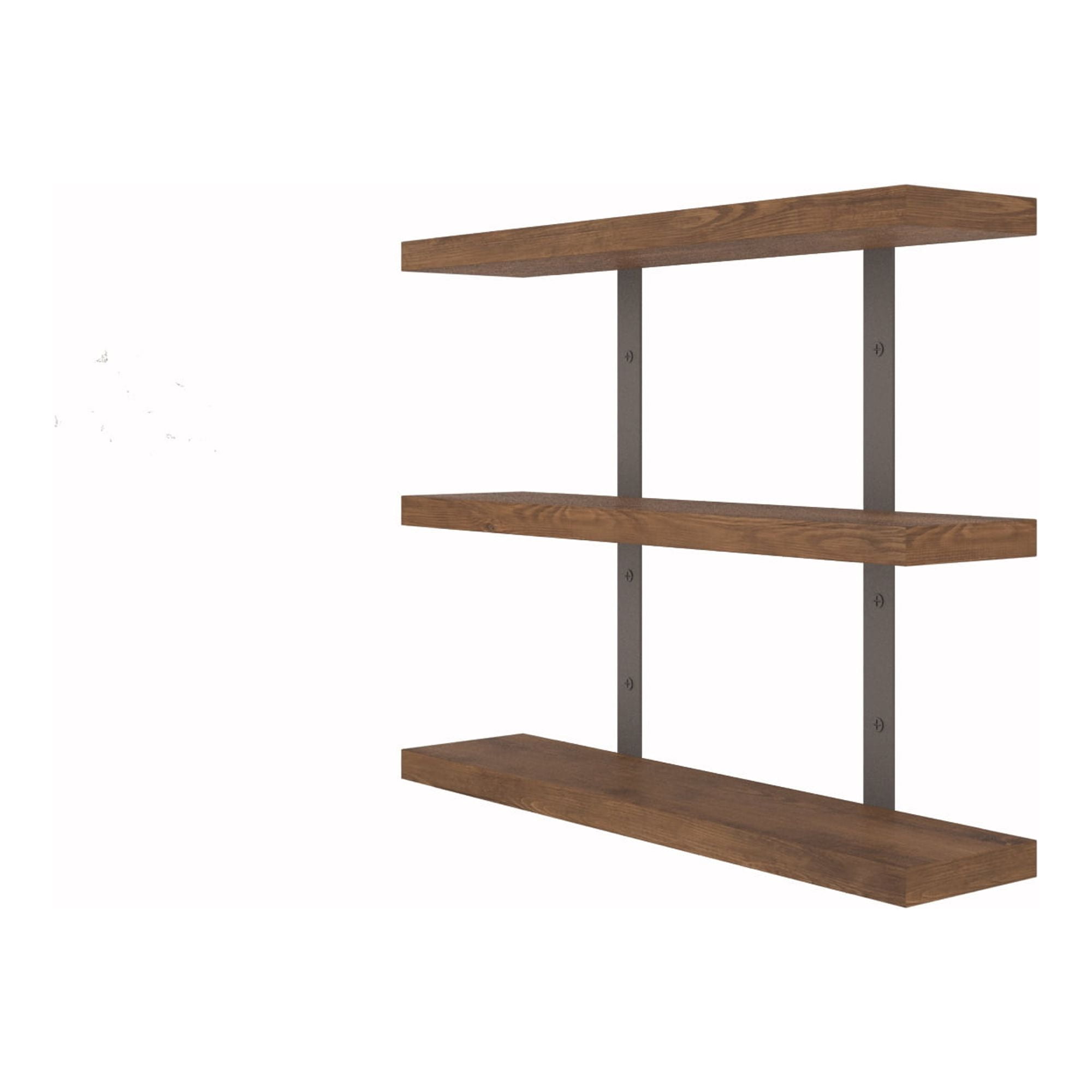 Industrial 3-Tier Bracket Wood Floating Shelf, 24" Dark Brown - Walmart.com