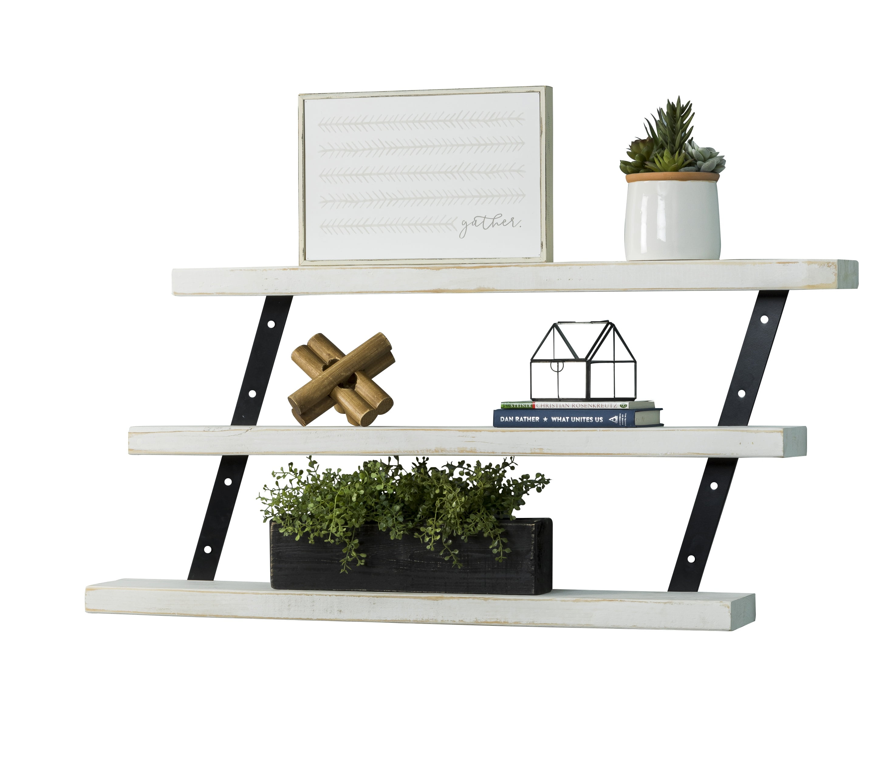 Free Shipping! Woven Paths Rustic 3-Tier Wall Shelving 36 Inch Wood ...