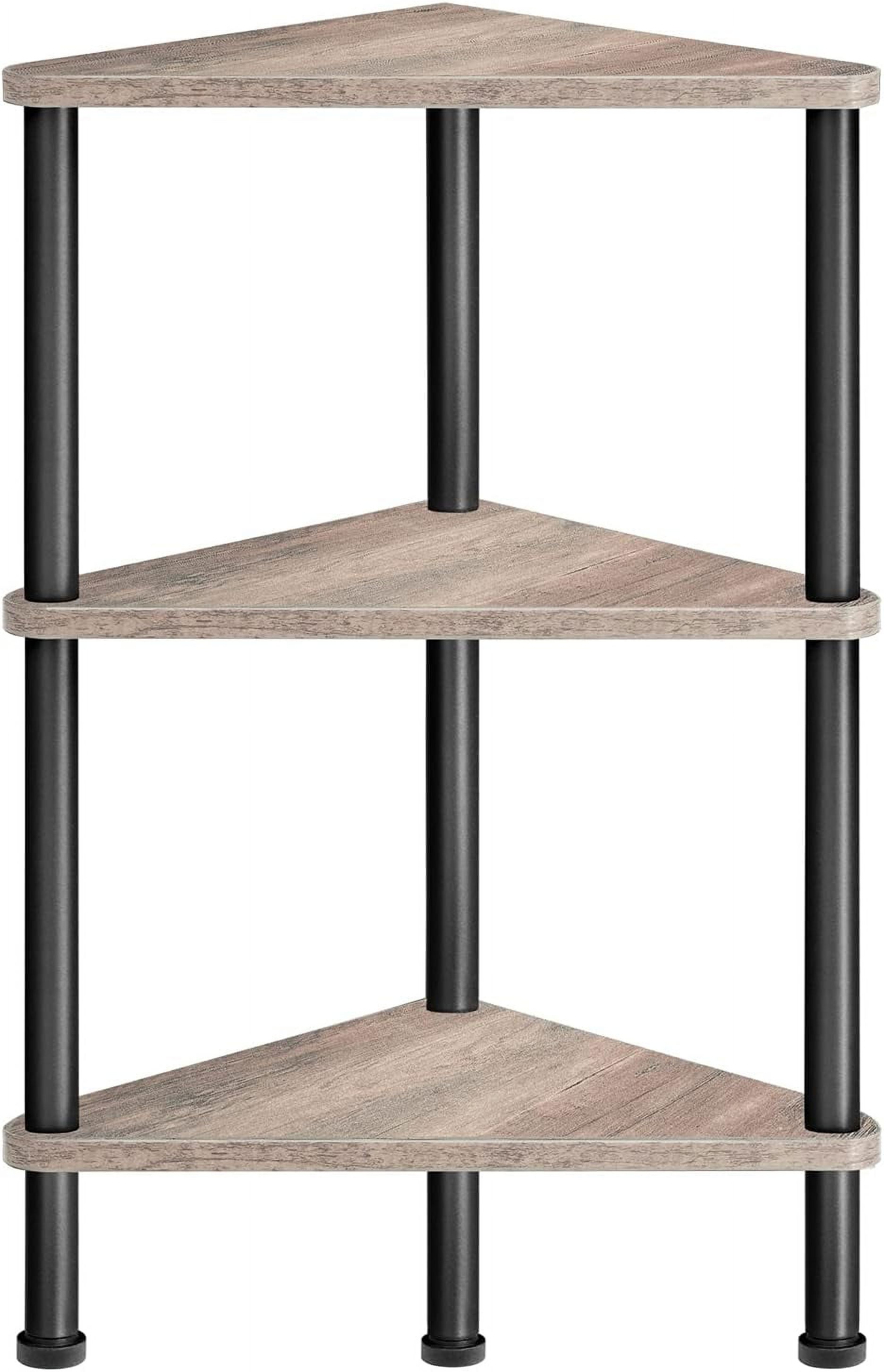 Industrial 3-Tier Wall Bookshelf with Metal Frame, Corner Shelf Stand ...