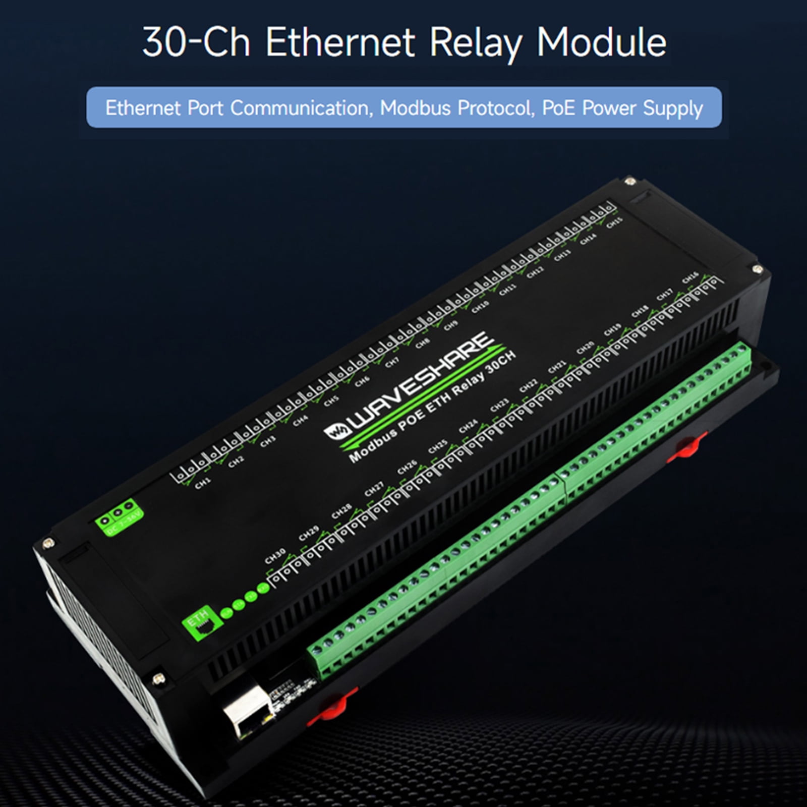 Industrial 30-Channel Ethernet Relay Module Modbus RTU/TCP Protocol Poe ...