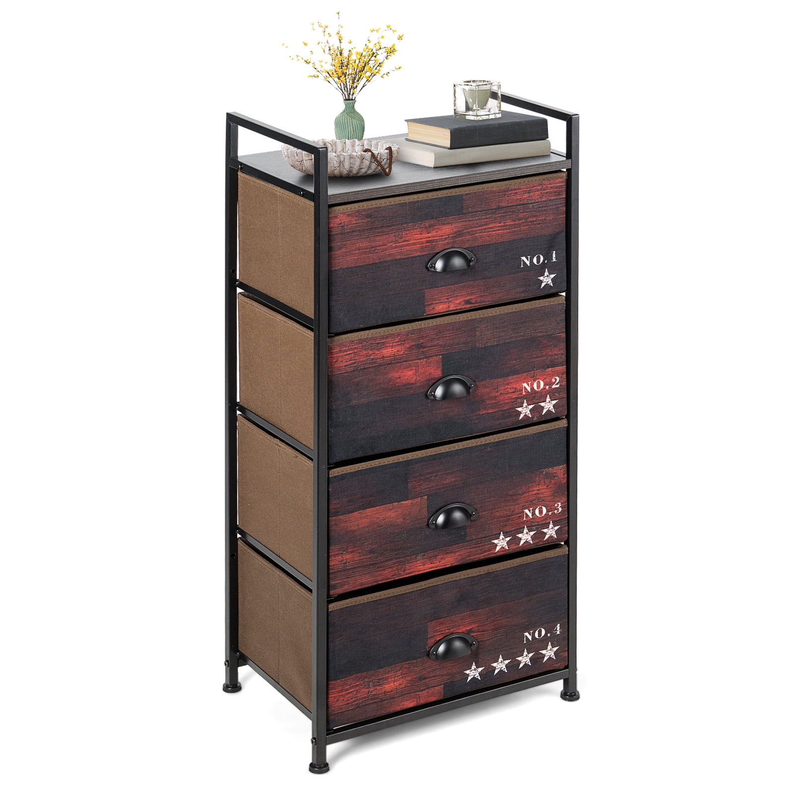 Industrial 4 Fabric Drawers Storage Dresser with Fabric Drawers and ...