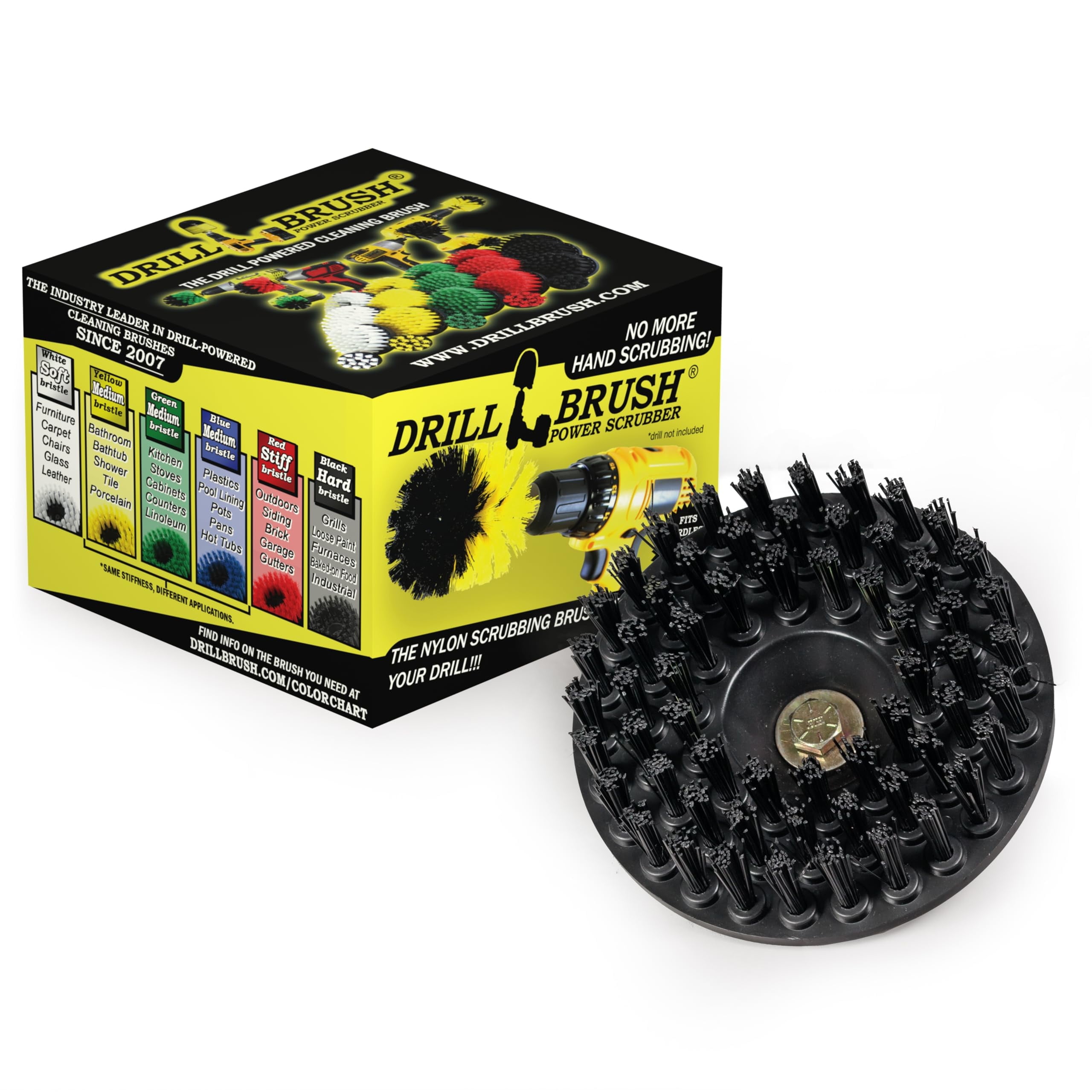 Industrial 5-Inch Threaded 5/16x24 Ultra Stiff Drill Scrub Brush - Dual ...