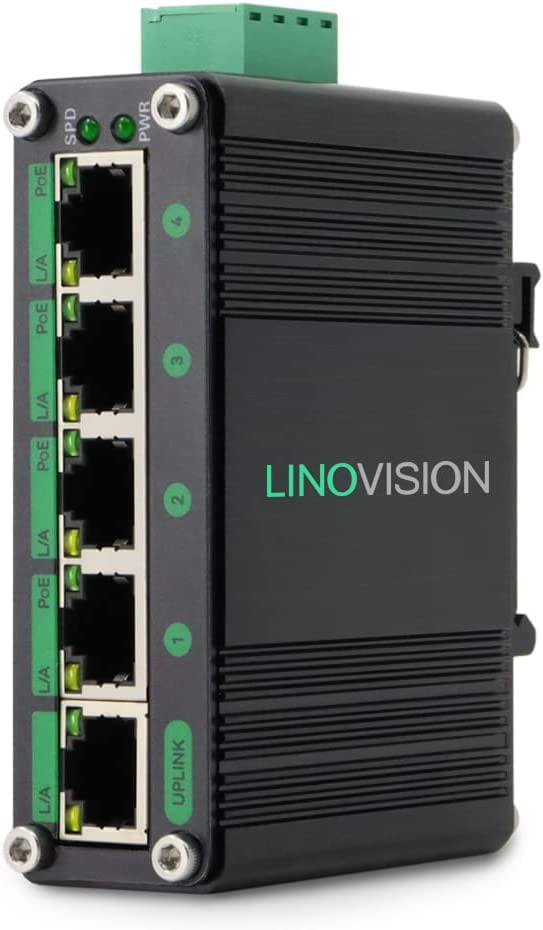 Industrial 5 Ports Gigabit Solar POE Switch with DC9V-54V to DC48V ...