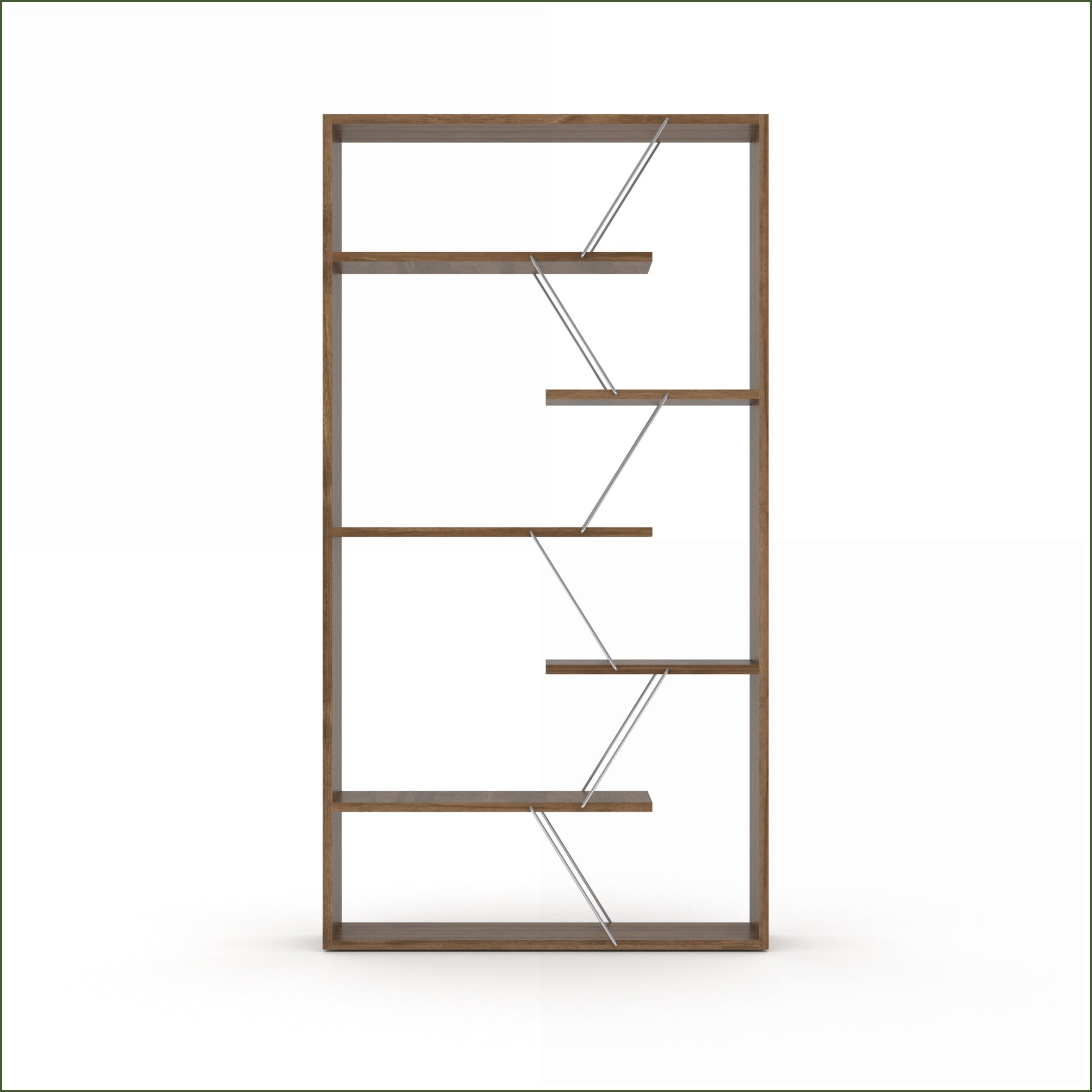 Industrial 6 Shelf Open Back Wood Frame Bookshelf Etagere | Walnut ...