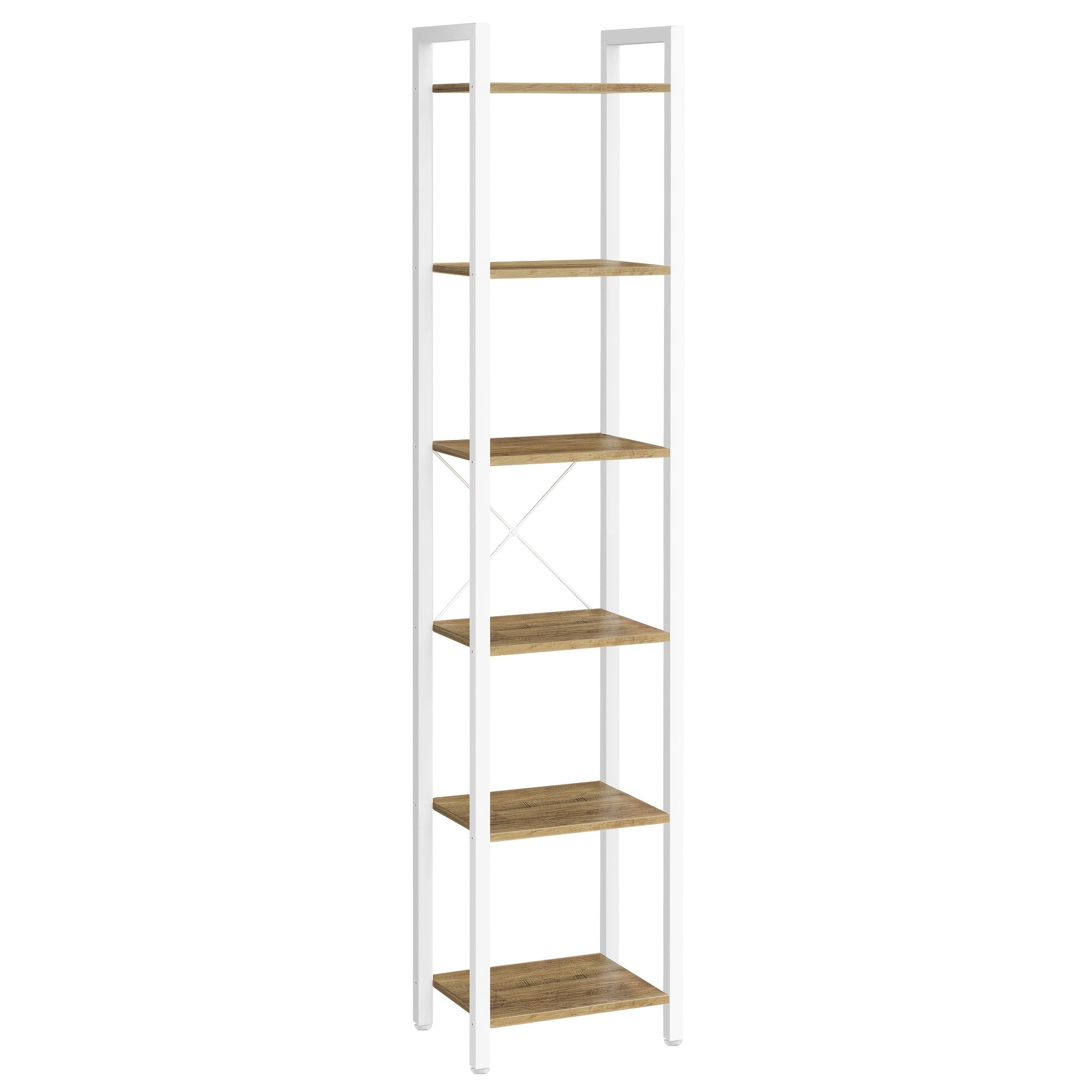 Industrial 6-Tier Heavy-Duty Steel Bookcase, Tall Narrow Vertical ...