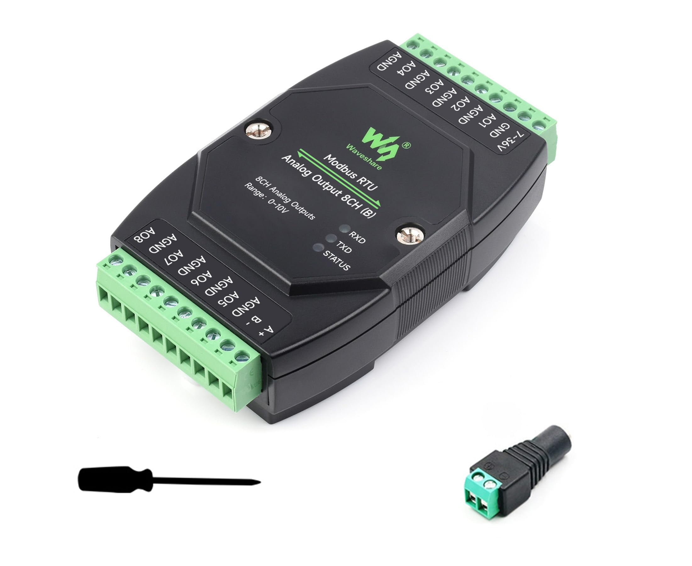 Industrial 8-Ch Analog Output RRF12 Module 12-bit DA Conversion DC 7~36V Wide Voltage Power ...