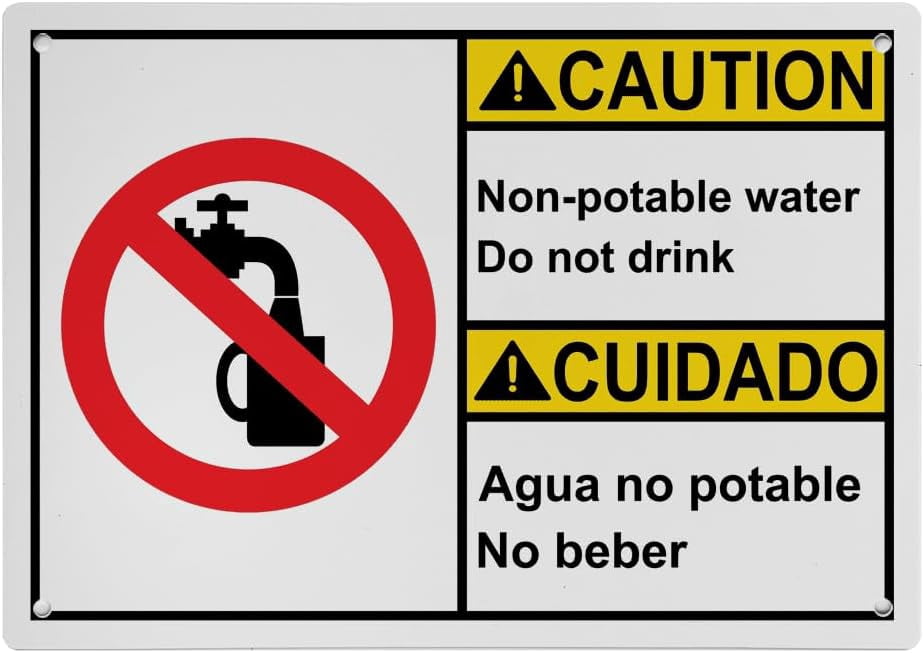 Industrial ANSI Drinking Water Warning Sign - 8"x12" Weatherproof, UV ...