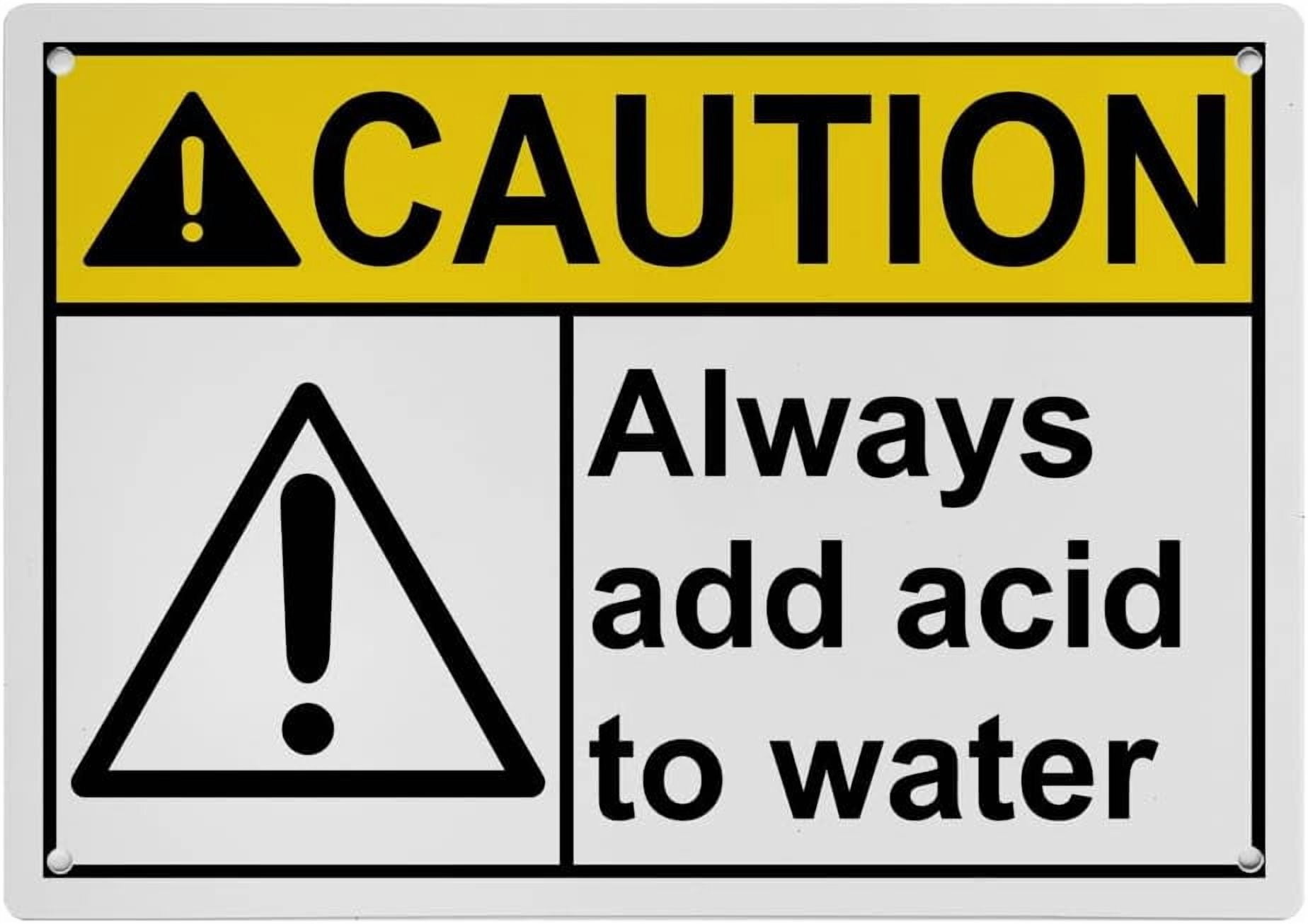 Industrial ANSI Horizontal Acid Warning Sign - 8"x12" Weatherproof, UV ...