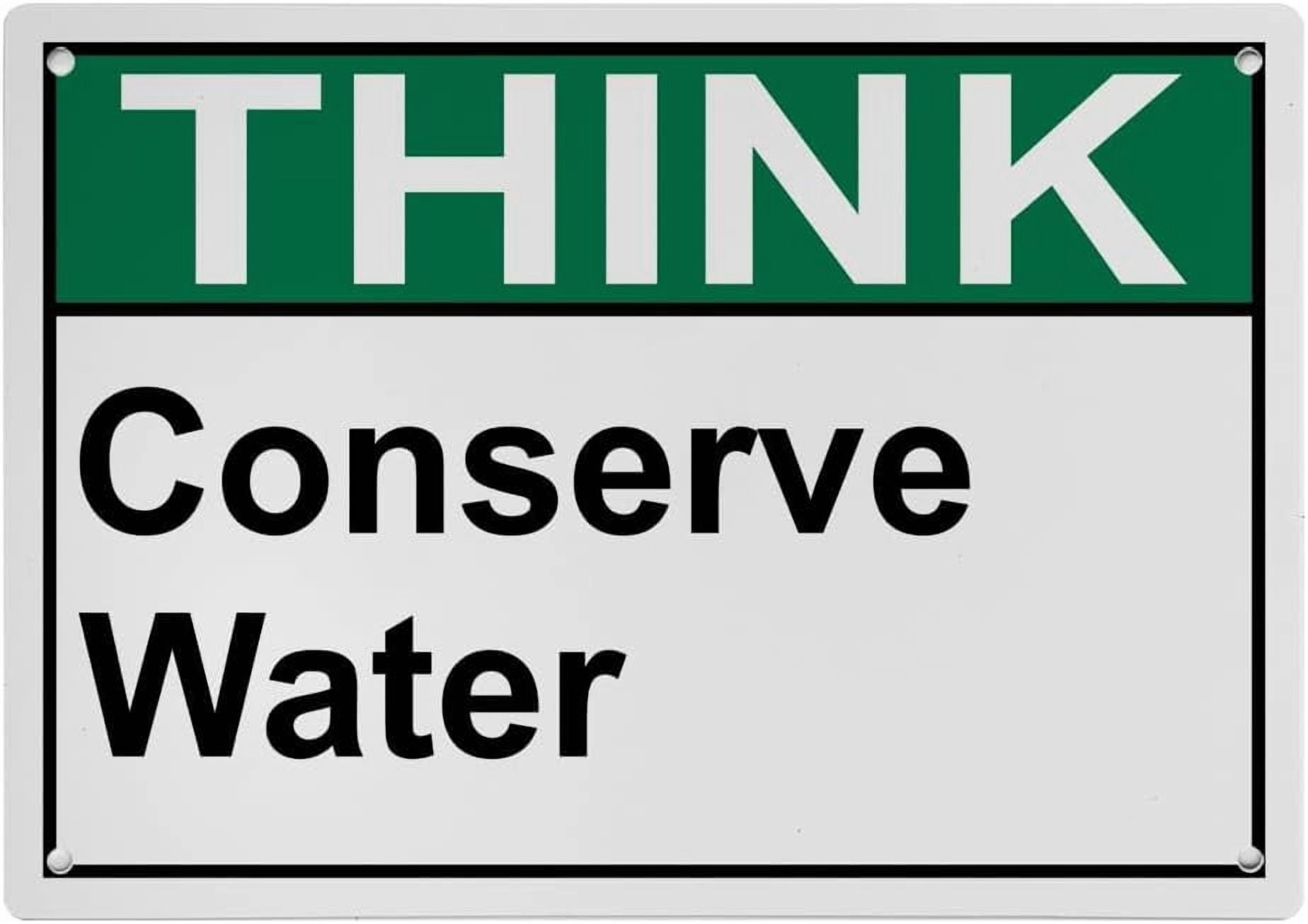 Industrial ANSI Horizontal Conserve Warning Sign - 8"x12" Weatherproof ...