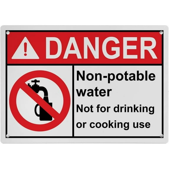 Industrial ANSI Horizontal Drinking Water Warning Sign - 8"x12 ...