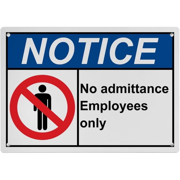 Industrial ANSI Horizontal Employees Only Sign - 8"x12" Weatherproof ...