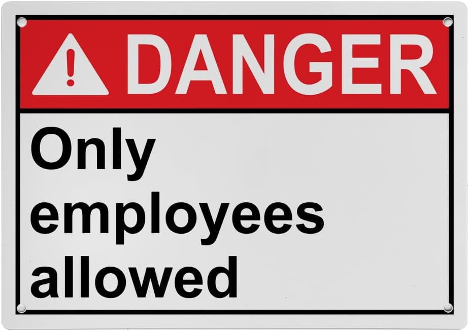 Industrial ANSI Horizontal Employees Only Sign - 8"x12" Weatherproof ...