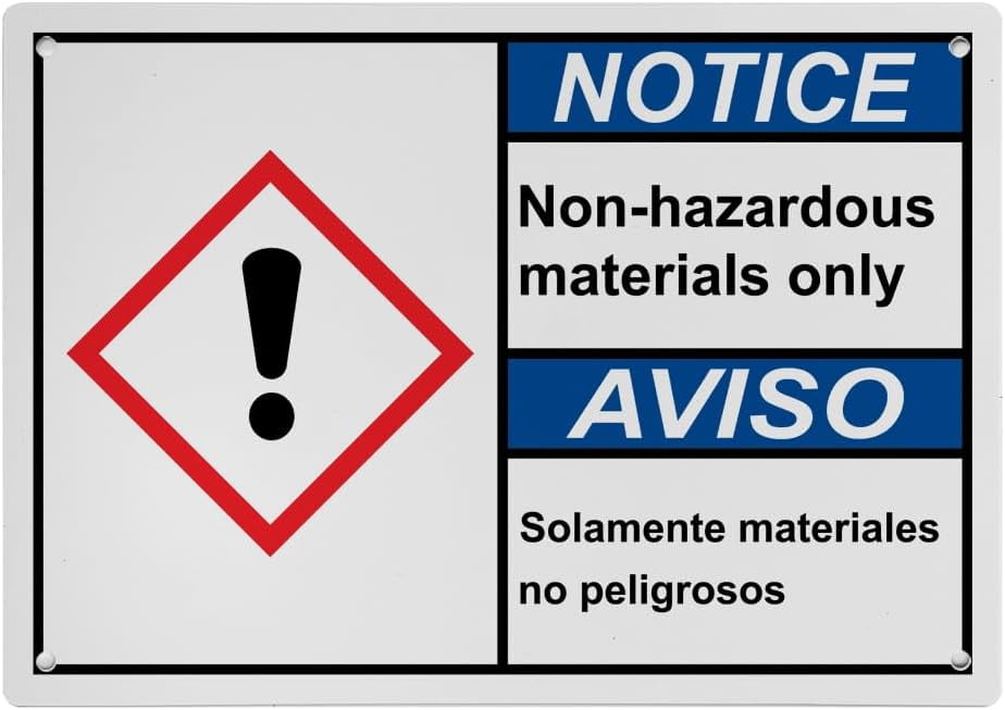Industrial ANSI Horizontal GHS Hazardous Material Warning Sign - 8"x12 ...