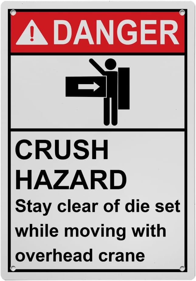 Industrial ANSI Vertical Crane Sign - 8"x12" Weatherproof UV Resistant ...