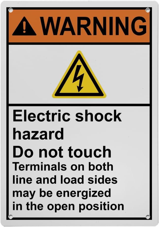 Industrial ANSI Vertical Electrical Warning Sign - 8"x12" Weatherproof ...