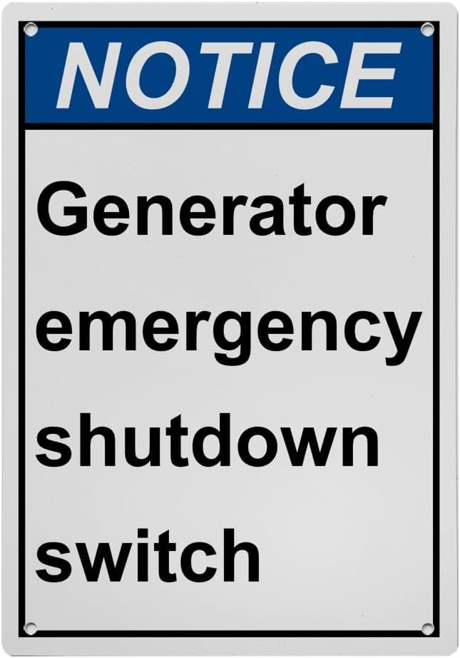 Industrial ANSI Vertical Emergency Shut Off Sign - 8"x12" Weatherproof ...