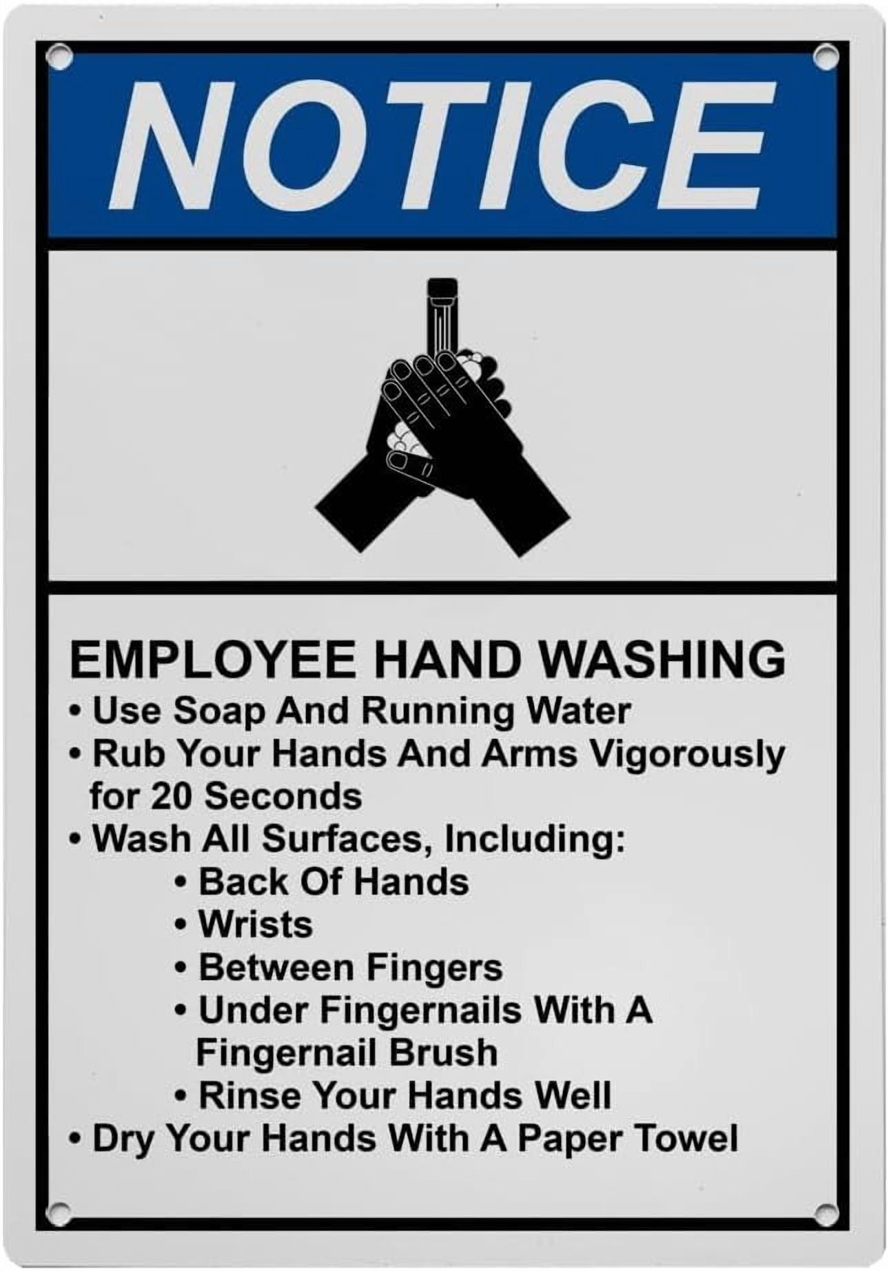 Industrial ANSI Vertical Employee Wash Hands Sign - 8"x12" Weatherproof ...