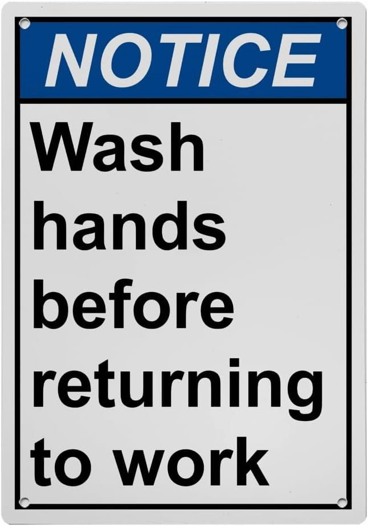 Industrial ANSI Vertical Employee Wash Hands Sign - 8"x12" Weatherproof ...
