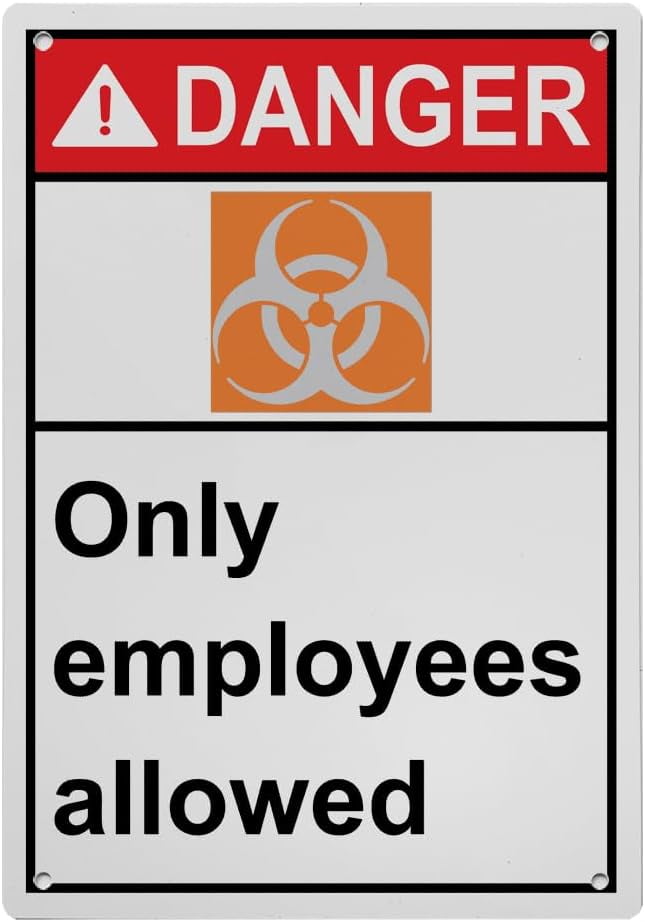 Industrial ANSI Vertical Employees Only Sign - 8"x12" Weatherproof, UV ...