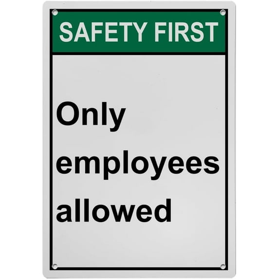 Industrial ANSI Vertical Employees Only Sign - 8"x12" Weatherproof, UV ...
