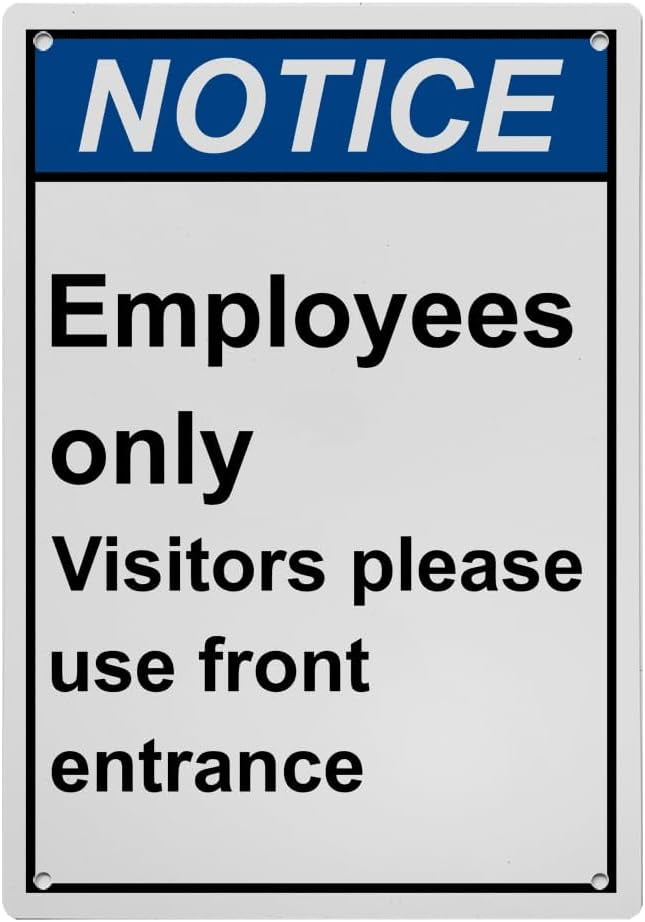 Industrial ANSI Vertical Employees Only Sign - 8"x12" Weatherproof, UV ...